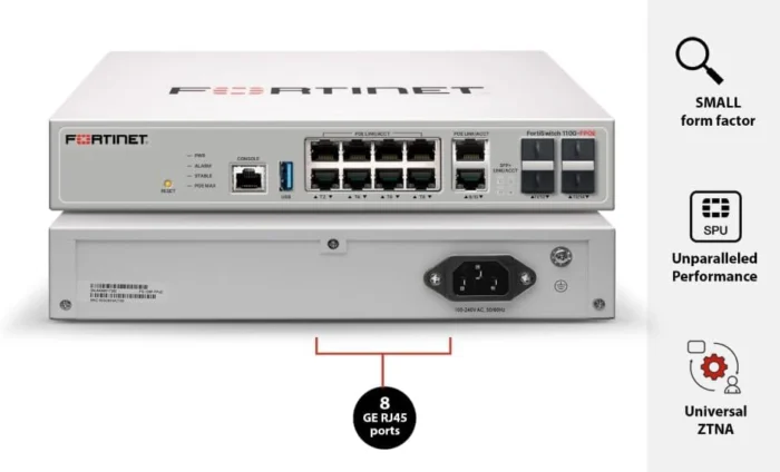 Fortinet FortiSwitch 110G-FPOE (L2, 2x 5GE port PoE 802.3bt, 8x 1GE ...