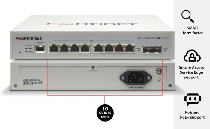 Fortinet FortiSwitch FS-108F-FPOE Layer2 Switch, 8x GE RJ45, 2x GE SFP ...